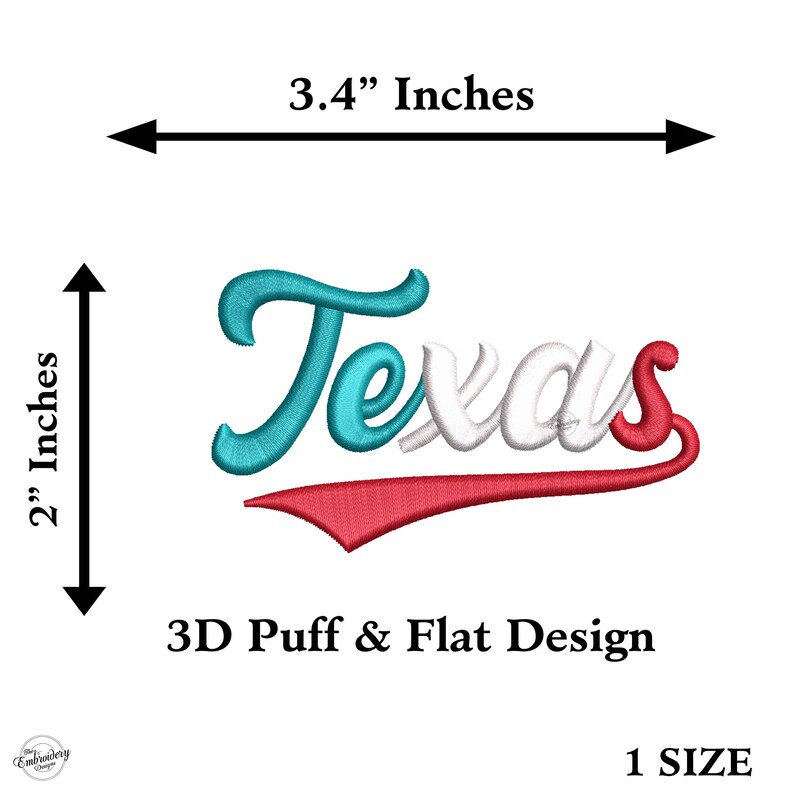 Texas 3d Puff & Flat Raised Embroidery Machine Design File for Hats ...