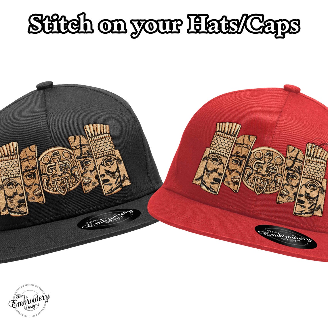 Aztec Mayan Faces Embroidery Design for Caps Embroidery Files - Etsy