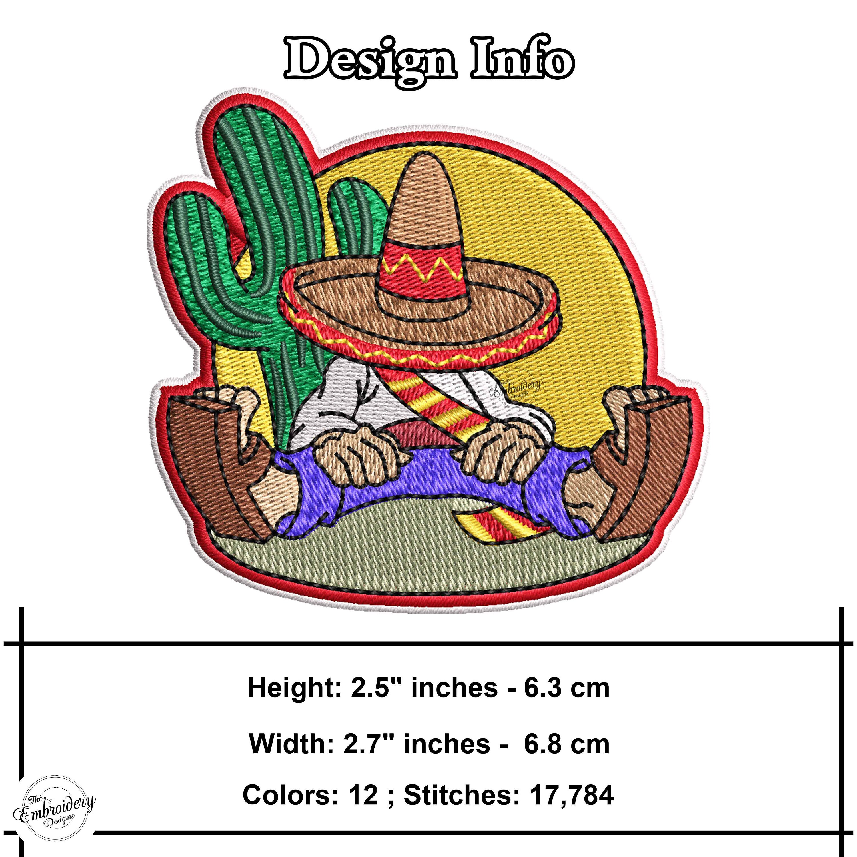 Mexican Man Sombrero Embroidery Machine Design File for Hats, Trendy ...