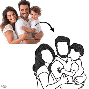 Personalized Family Portrait Outline Embroidery Designing, Custom ...