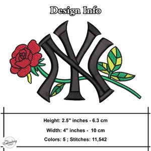 New York Rose 3D Puff Raised Embroidery Machine Design File for Custom ...