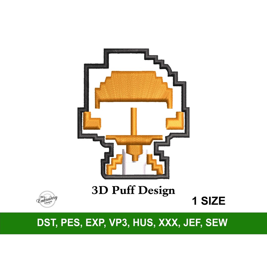 Pixelated Man 3D Puff Machine Embroidery Design File for Hats, Trendy ...