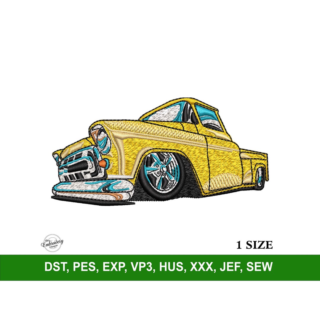 Classic Truck Machine Embroidery Design File, Vehicle Embroidered ...