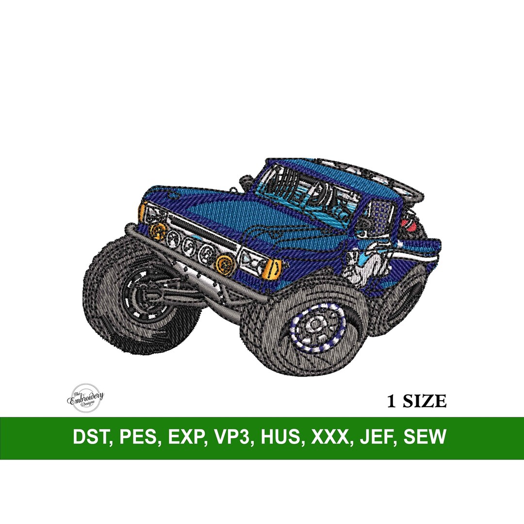 Off Road Vehicle Machine Embroidery Design File for Hats, Automobile ...