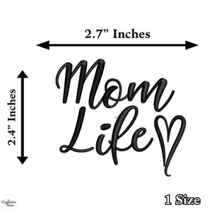 Mom Life Heart 3D Puff Raised Embroidery Machine Design File for Hats ...