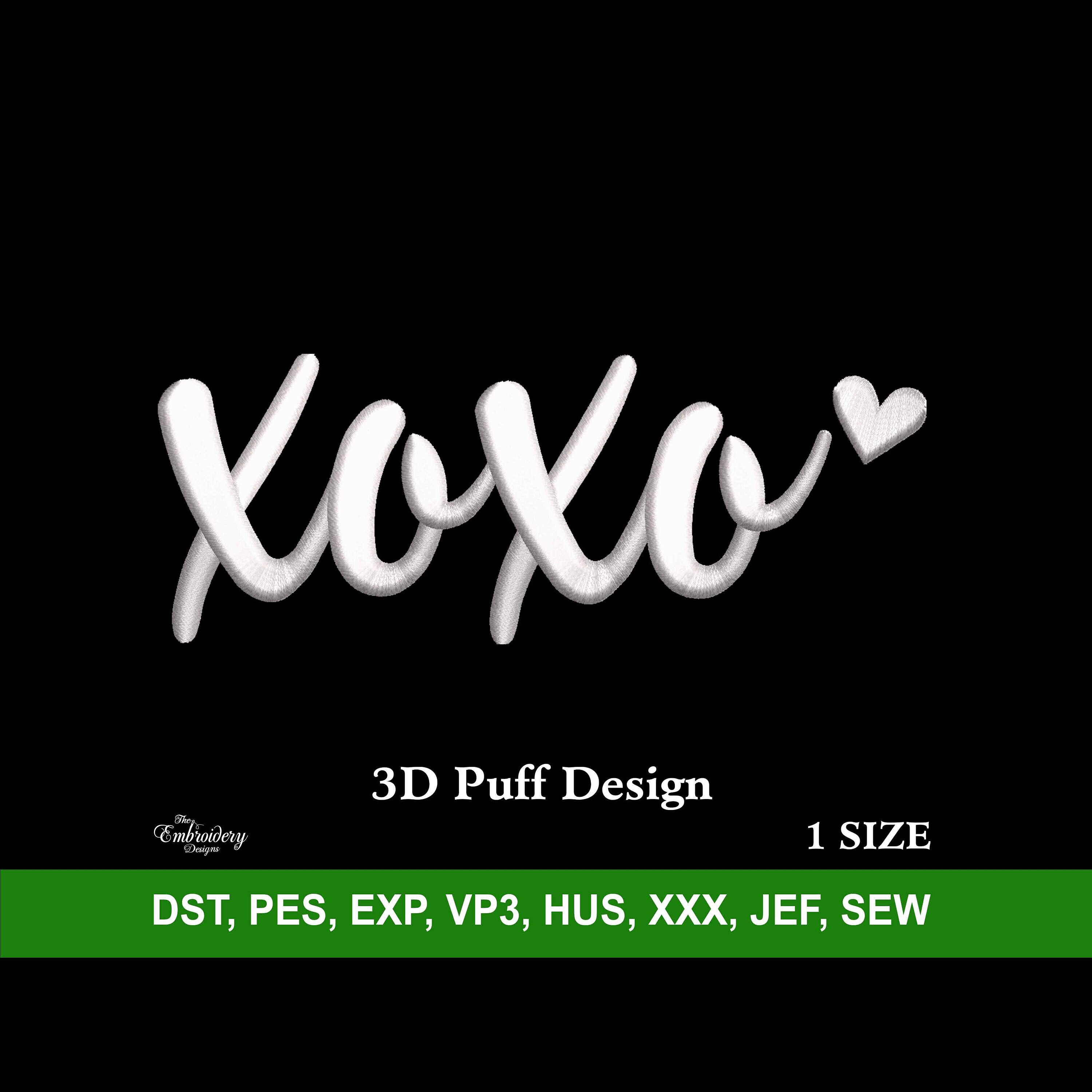 Xoxo Raised 3D Puff Machine Embroidery Design File for Hat, Embroidery ...