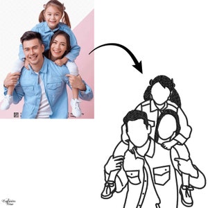 Personalized Family Portrait Outline Embroidery Designing, Custom ...
