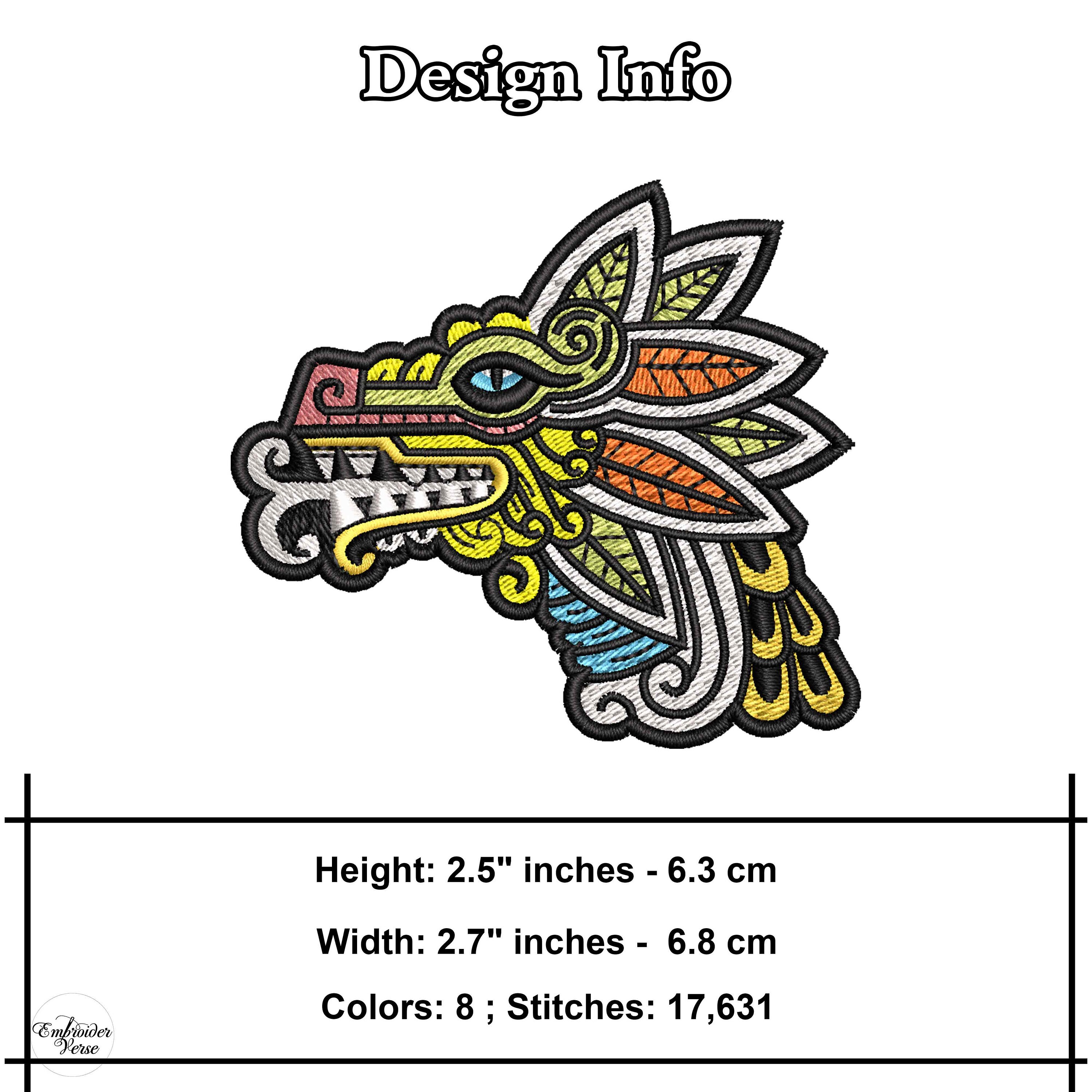 Quetzalcoatl Aztec Mayan God Machine Embroidery Design File for Hats ...