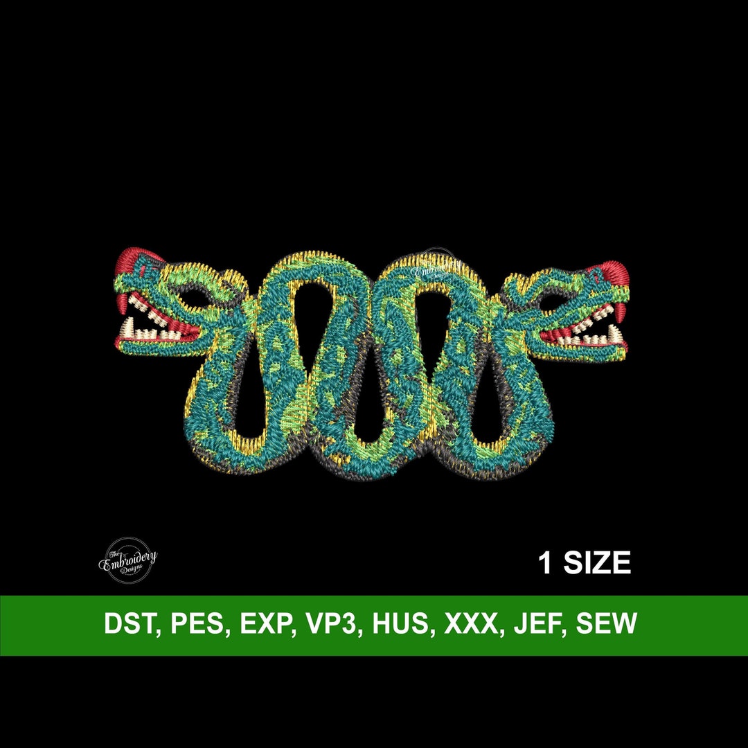 Double Headed Aztec Snake Machine Embroidery File, Embroidery Designs ...