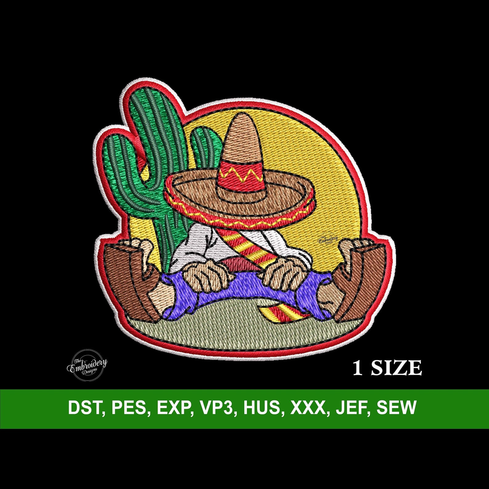 Mexican Man Sombrero Embroidery Machine Design File for Hats, Trendy ...
