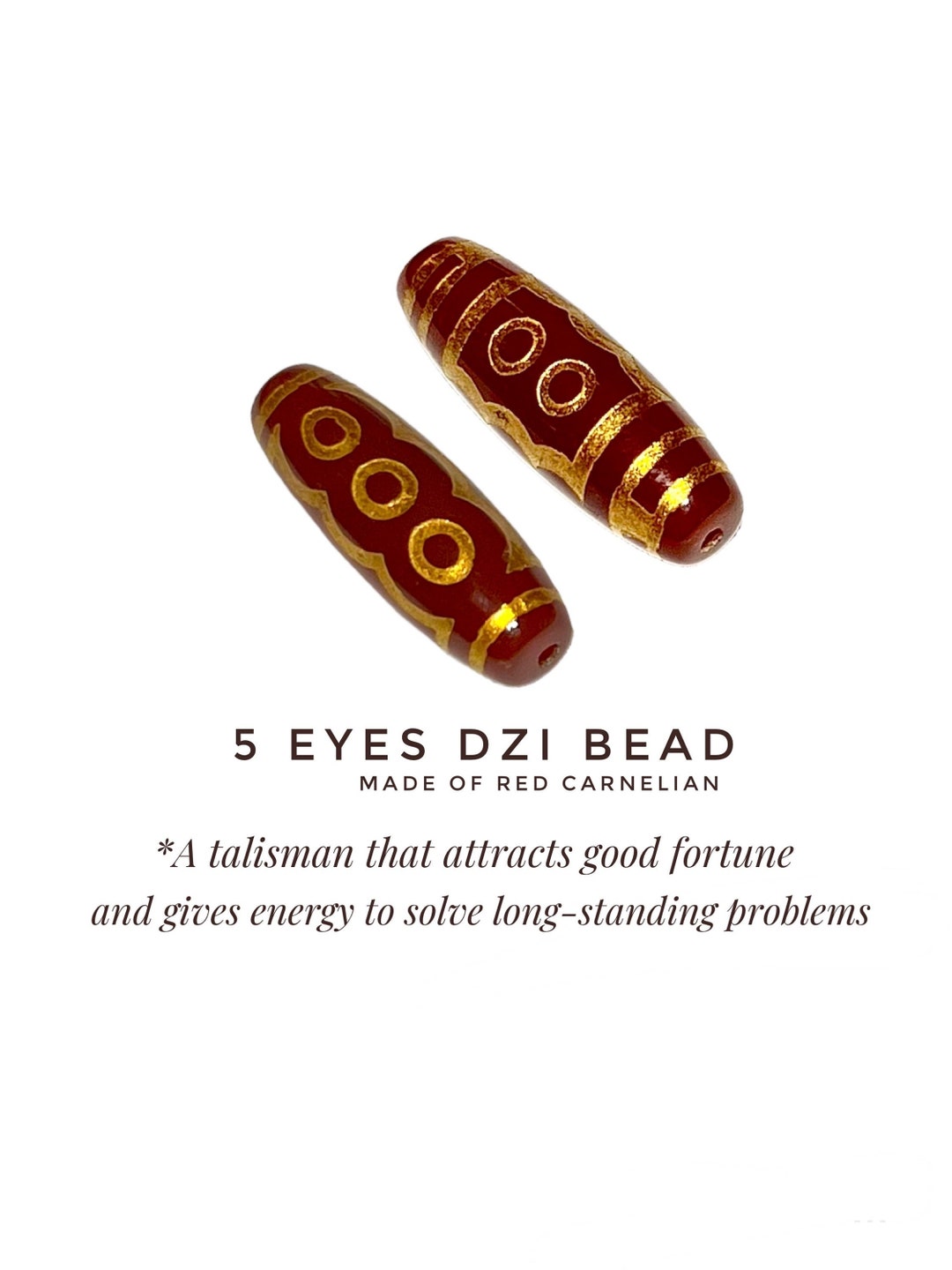 5 Eyes Dzi Bead, made of Carnelian Gemstone, 5 Augen Dzi Stein aus ...