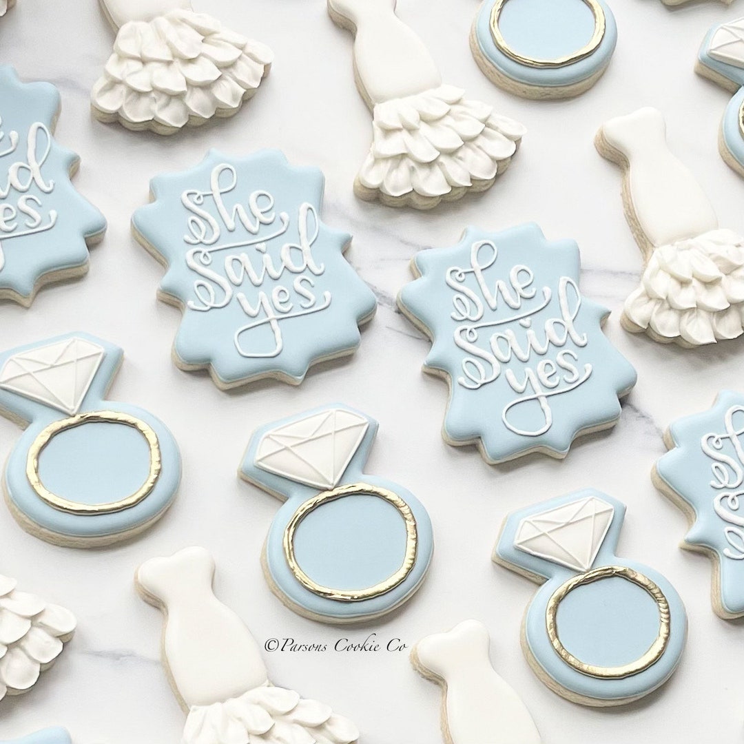 Engagement Decorated Sugar Cookies | Wedding | Royal Icing | Ring ...