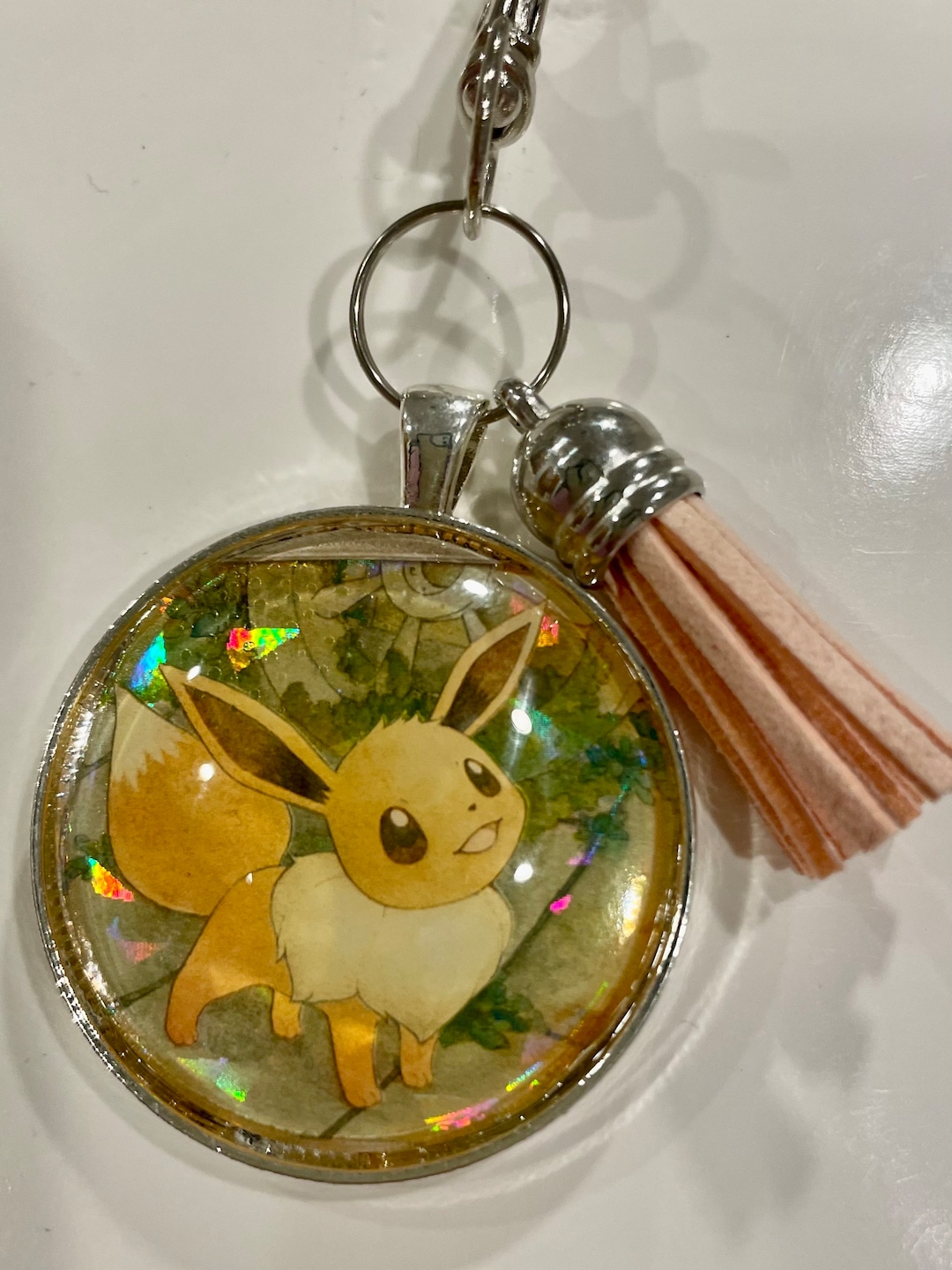 Upcycled Eevee Holo Pokémon Card Keychain - Etsy
