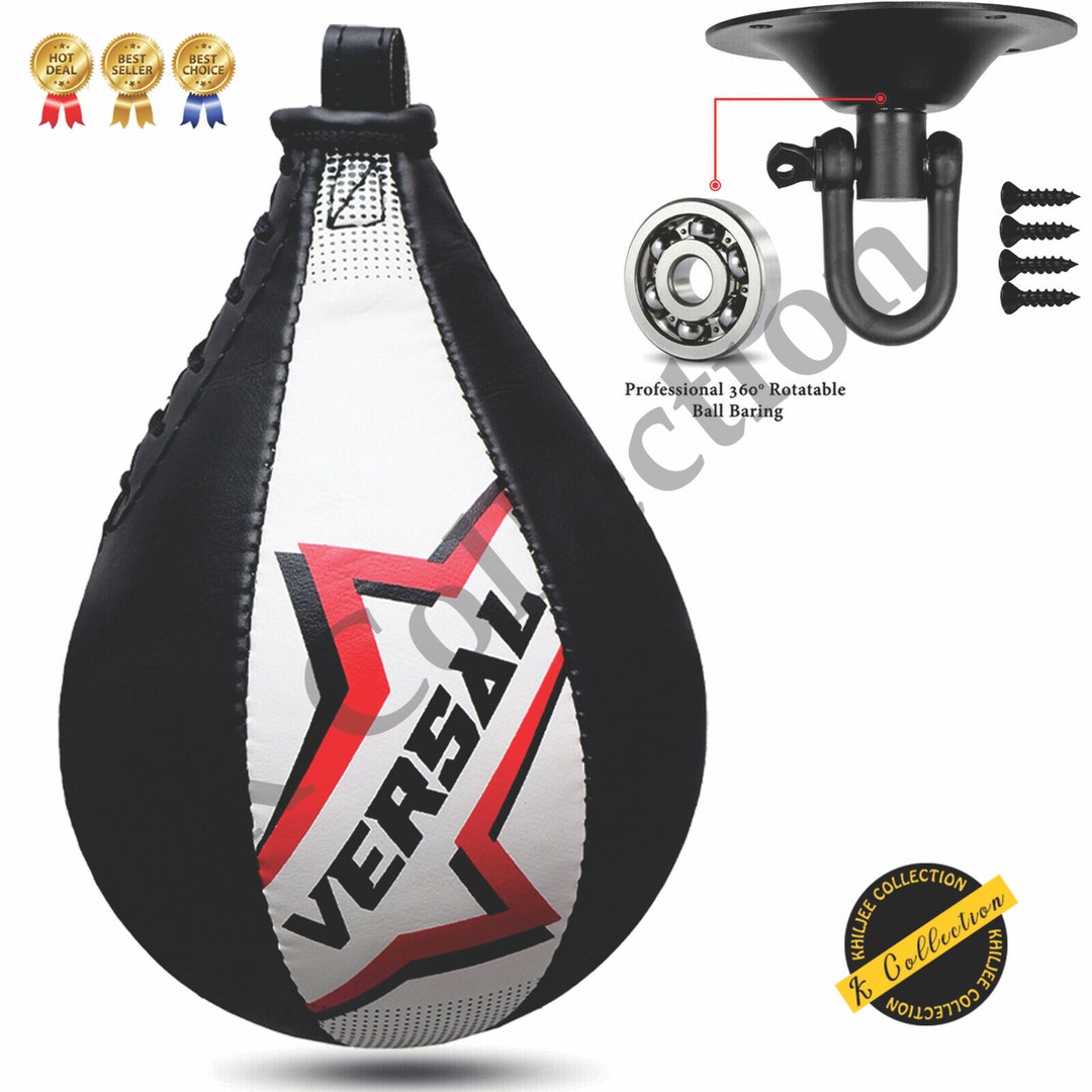 Leather Speed Ball & Swivel Boxing Punch Bag MMA Speed Bag Training Set ...