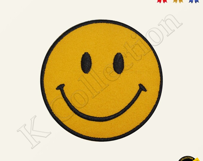 Smiley Emoji Smile Face Round Embroidered Iron on Sew on Patch Badge - Etsy
