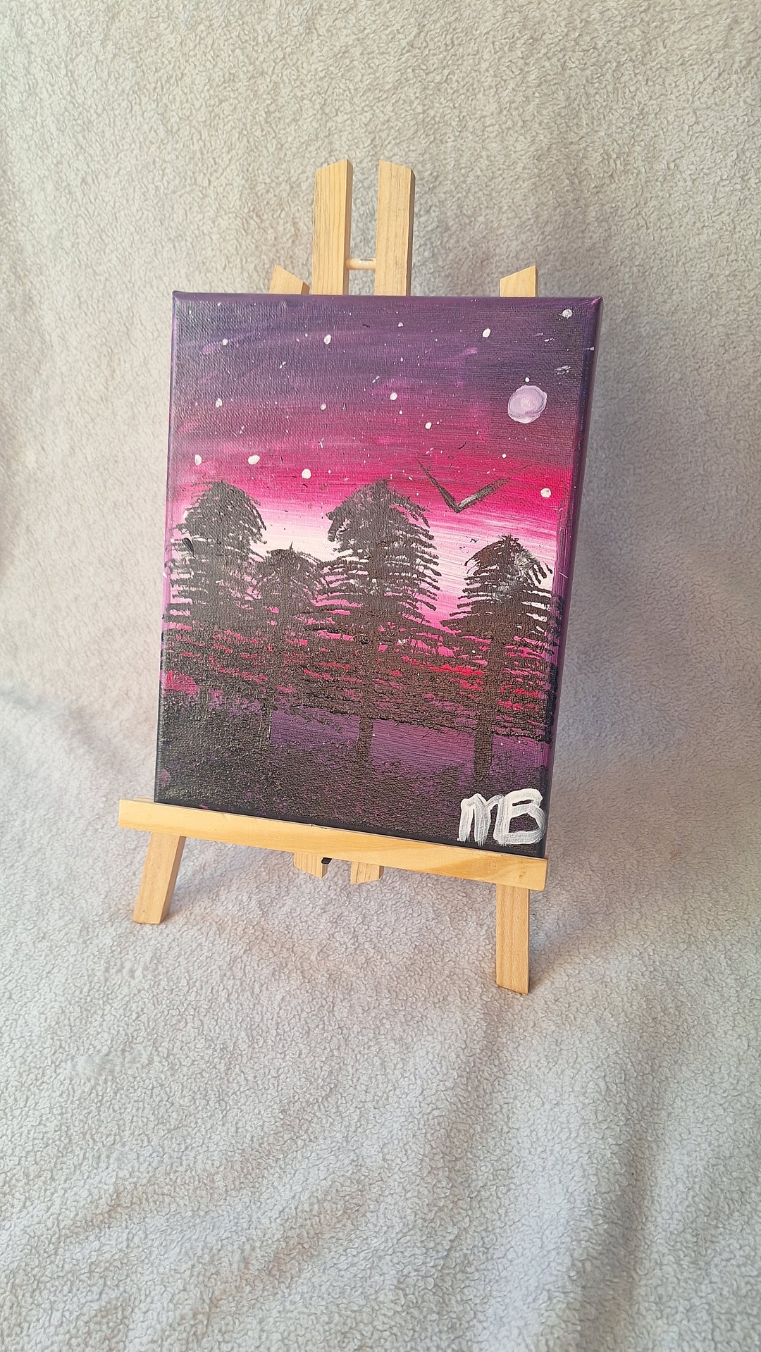 Pink Sunset Forest 8x10 Acrylic Painting - Etsy