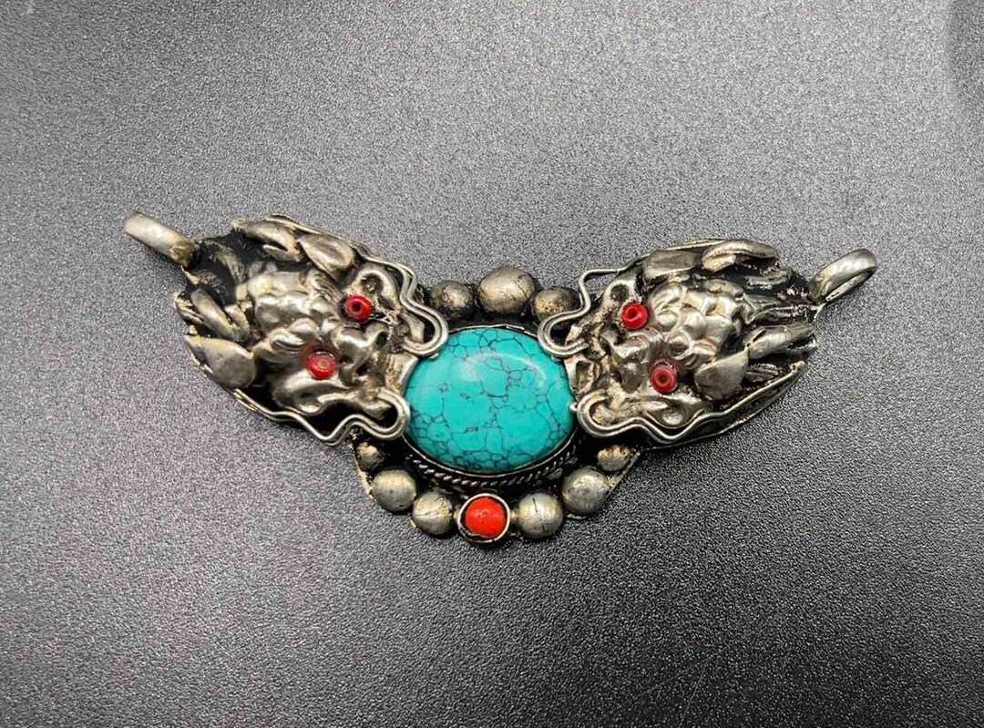Double Dragon Pendant / Tibetan Silver(0333-2) - Etsy