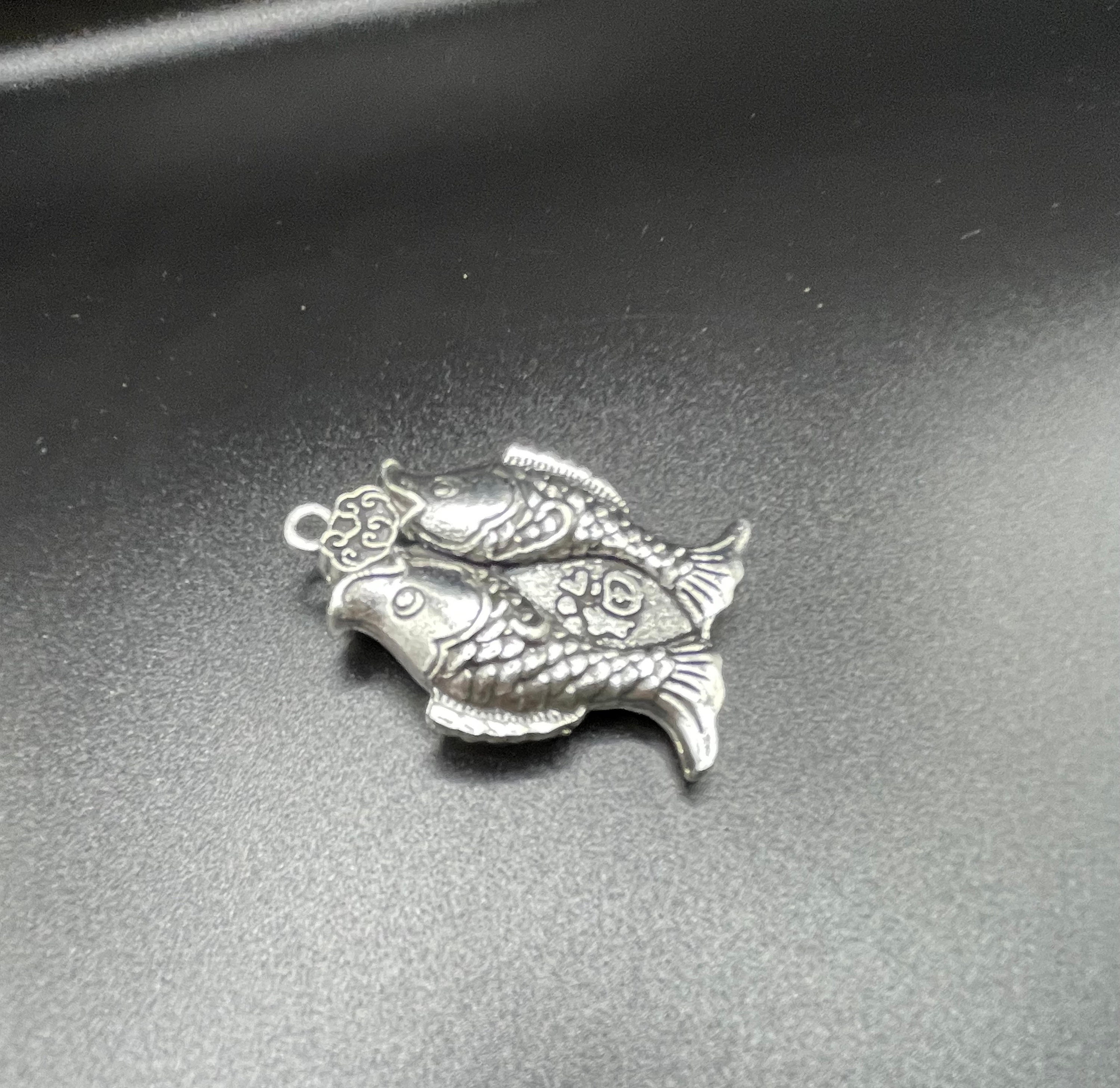 White Metal Double Fish Pendant Light Weight Unisex Pendant Only - Etsy
