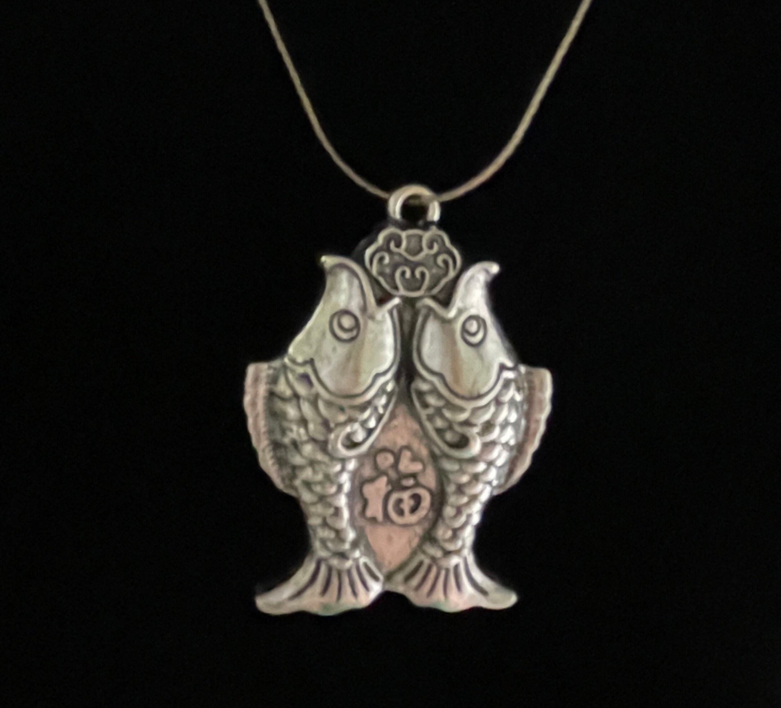 White Metal Double Fish Pendant Light Weight Unisex Pendant Only - Etsy