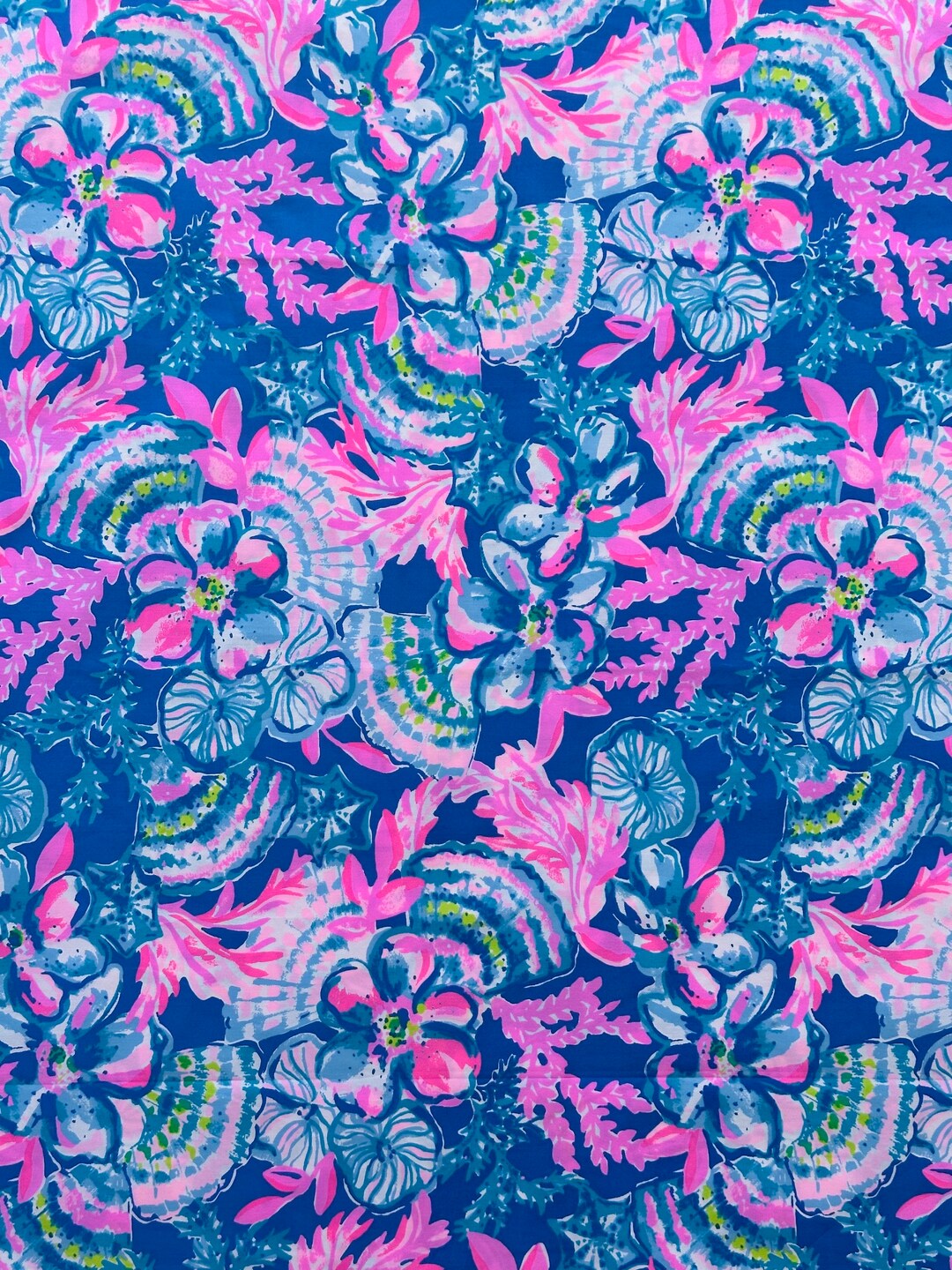 Fabric blue & Pink Seashell 0200 Cotton Poplin - Etsy