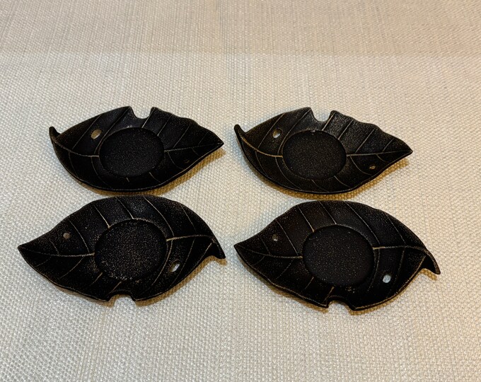 Vintage Set of Japanese Cast Iron Leaf-shaped Coasters/tea Cup Saucers ...