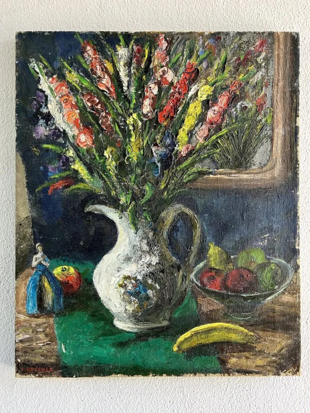 Samuel Brecher Original 1941 Still Life Oil Painting Vibrant Flowers ...