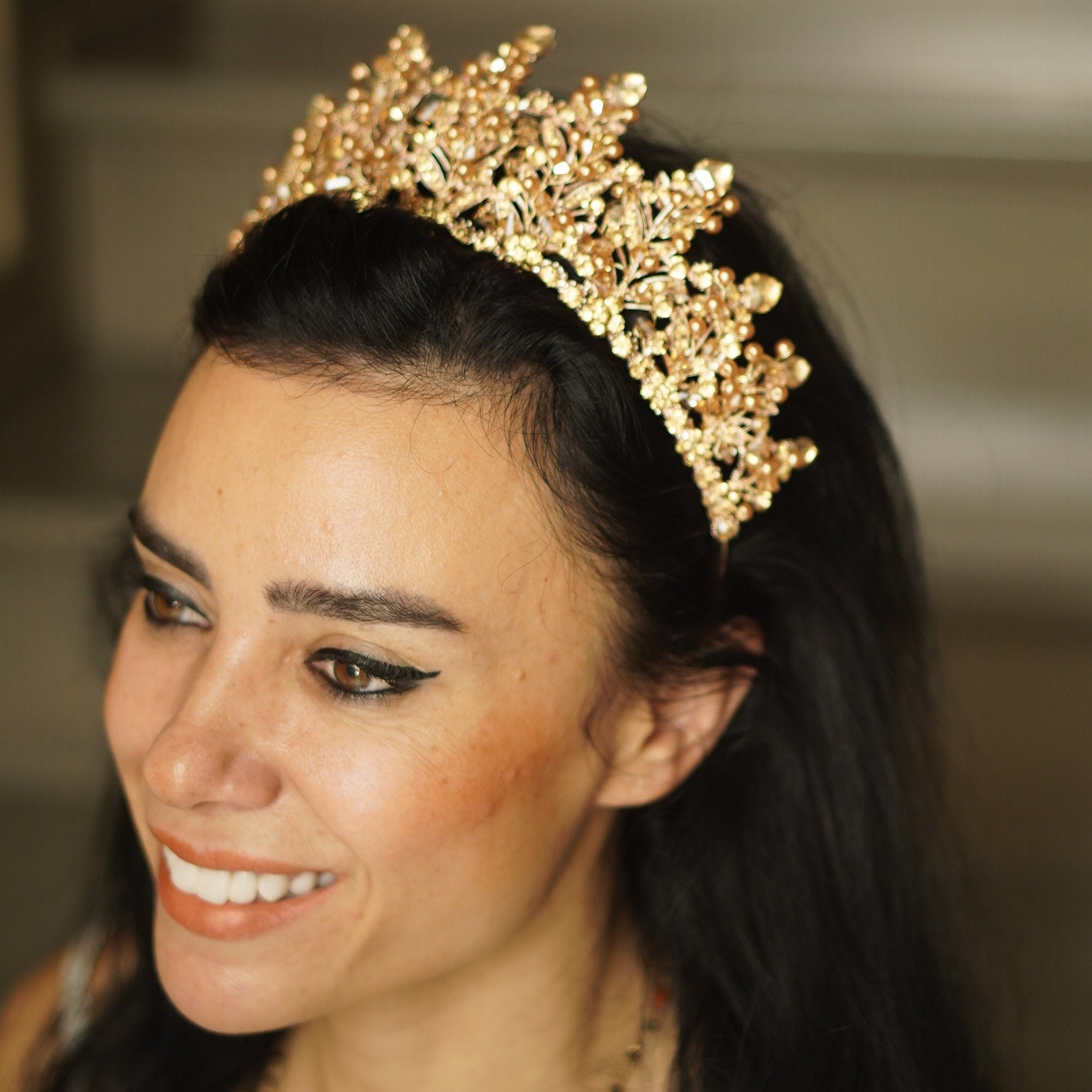 Gold Wedding Crown Gold Bridal Crown Handmade Hair - Etsy