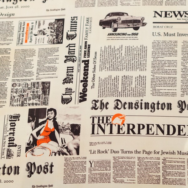 Newspaper Fabric - Etsy