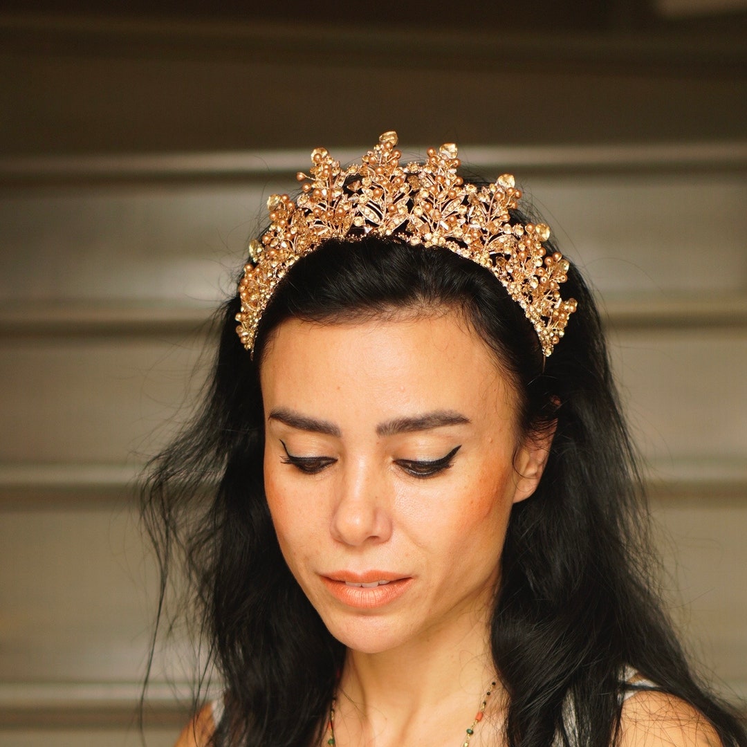 Gold Wedding Crown Gold Bridal Crown Handmade Hair - Etsy