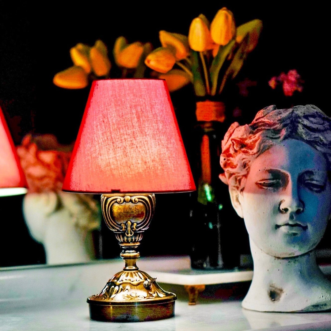 Red Table Lamp, Vintage Inspired Table Lamp, Cordless Led Table Lamp ...