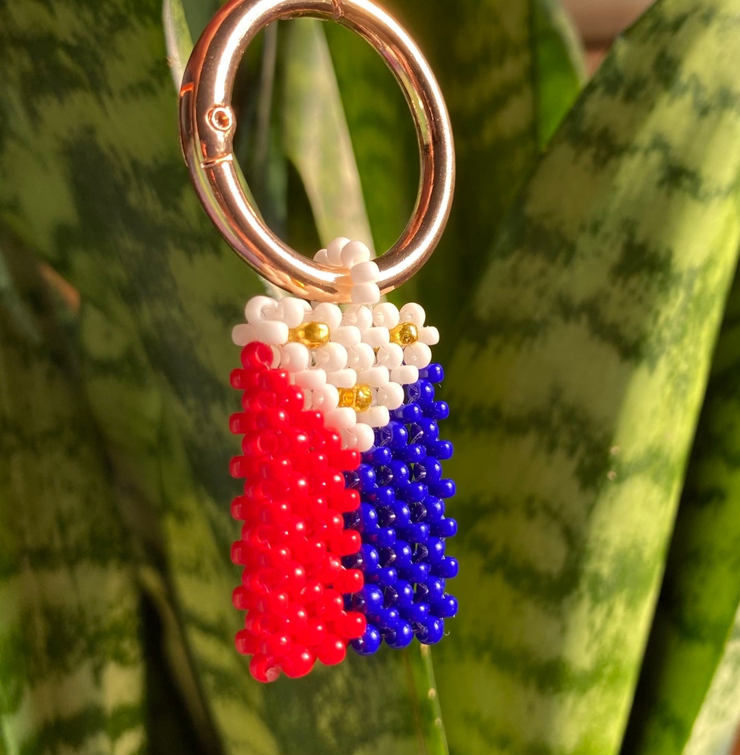 Beaded Keychain Beaded Philippine Flag Keychain - Etsy
