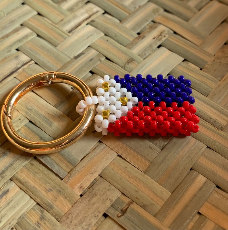Beaded Keychain, Beaded Philippine Flag Keychain - Etsy