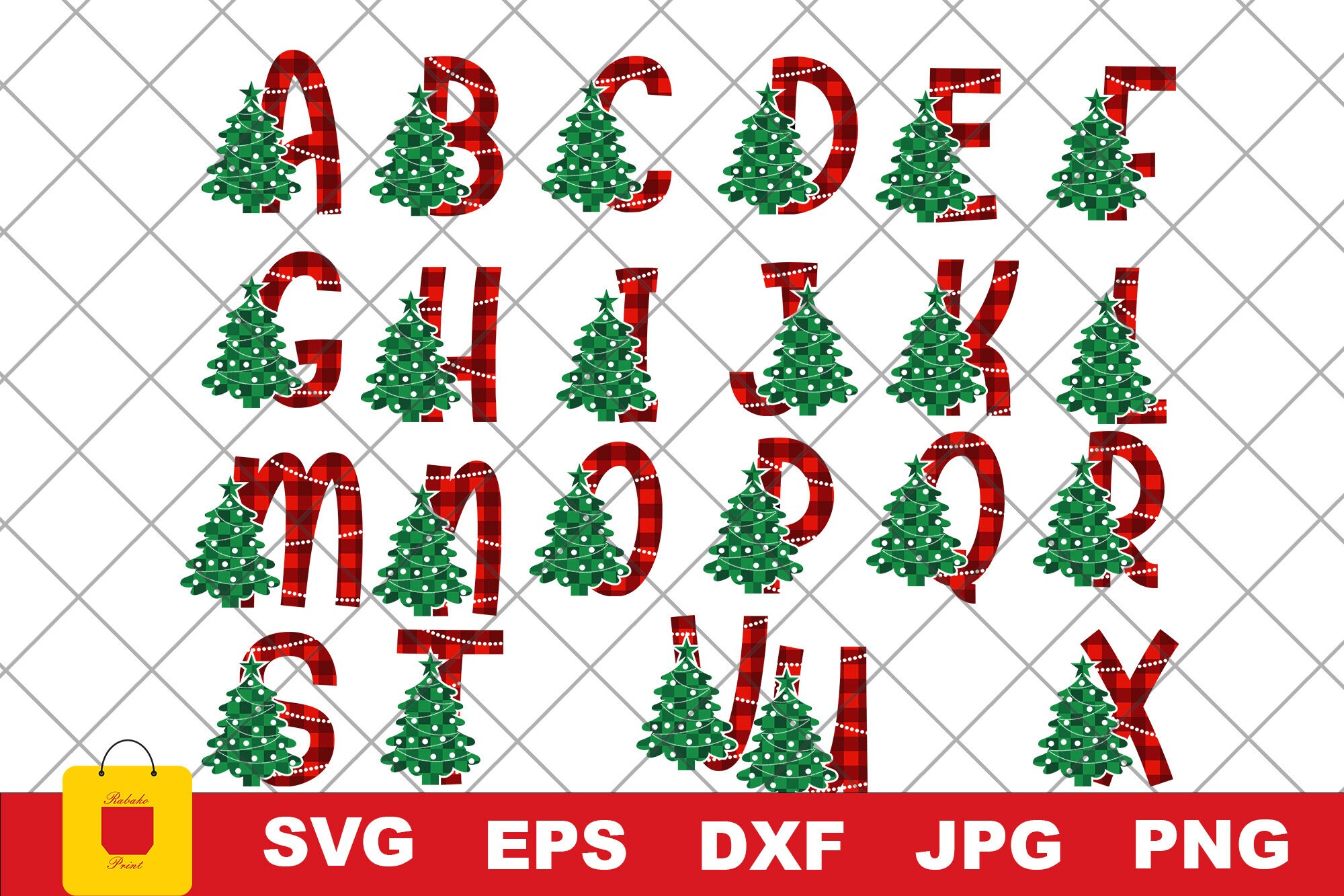 Christmas Tree Alphabet Sublimation Bundle PNG Files, Christmas Png ...