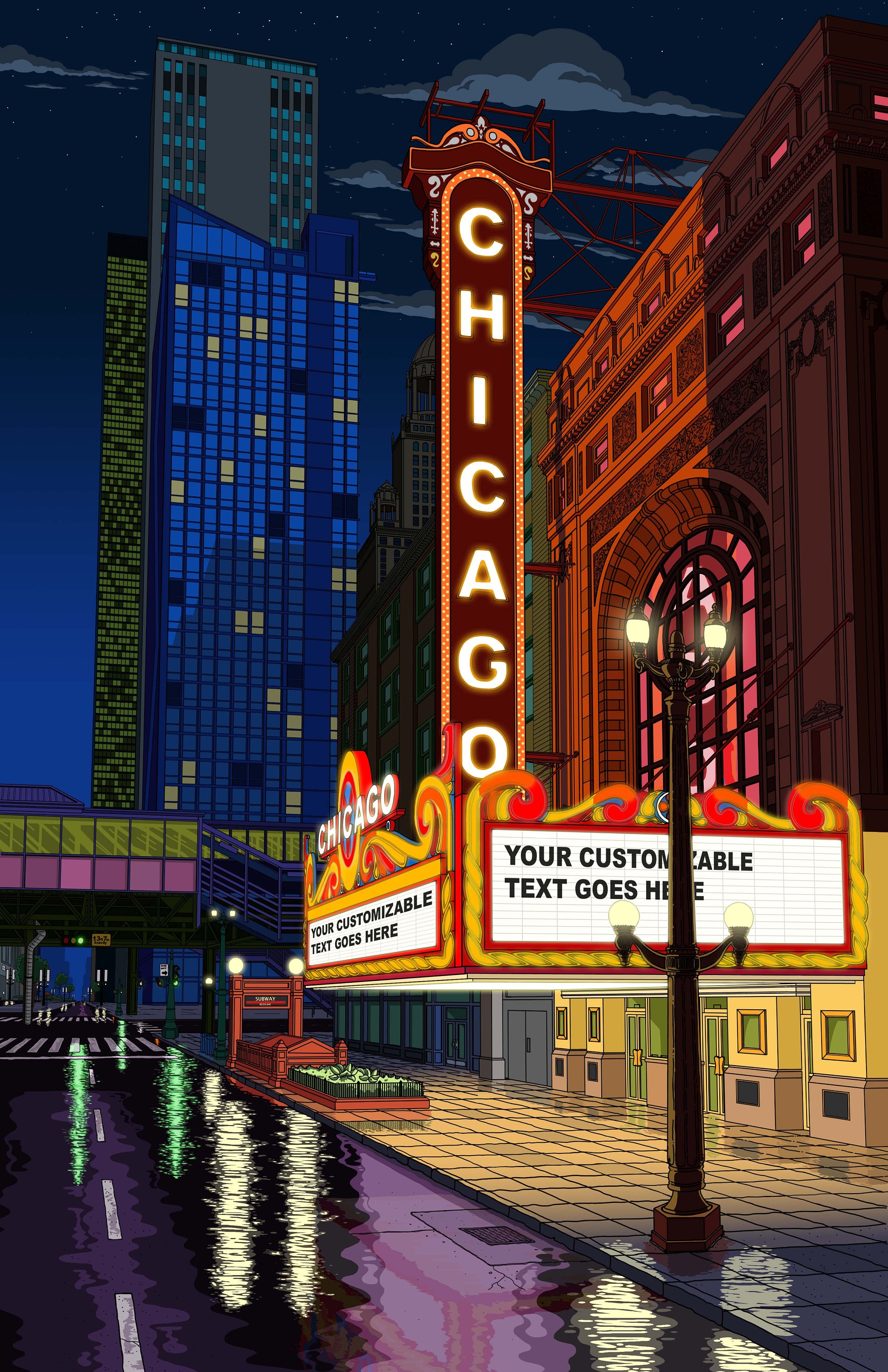 Chicago Theater Digital Artwork Customizable - Etsy