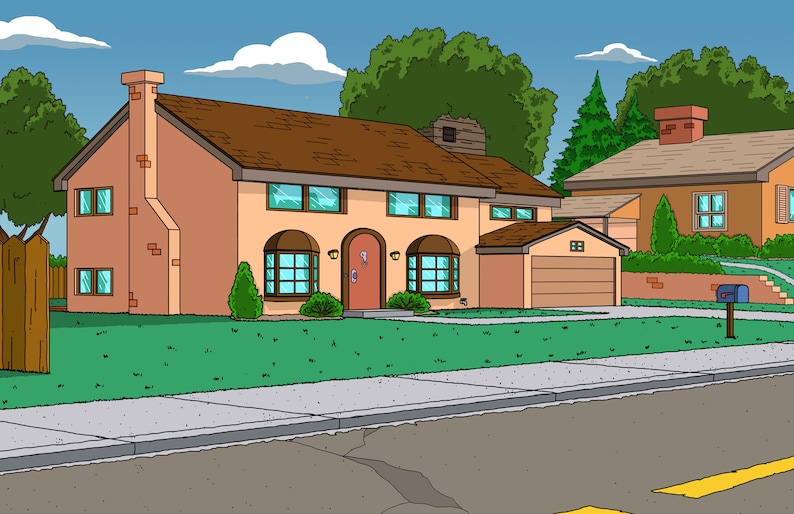 Simpsons House Digital Artwork - Etsy