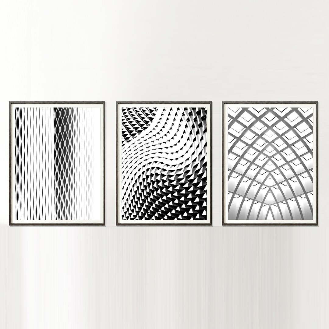 Architecture Wall Art Print Set of 3, Digital Download Prints, Black ...