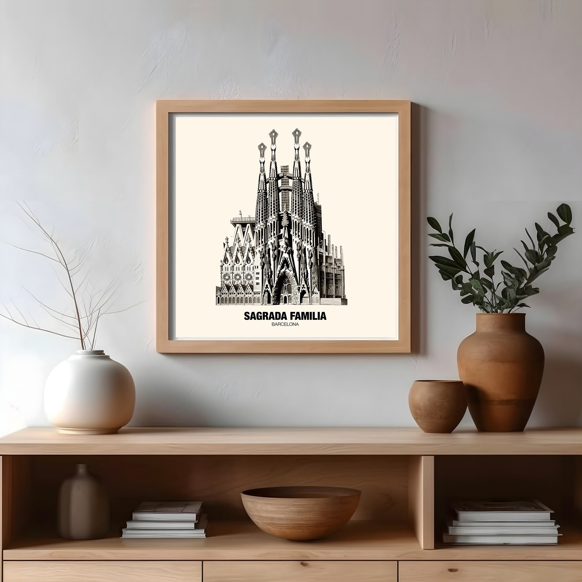 Sagrada Familia Art Print, Barcelona Landmarks, Spain City Landmarks ...