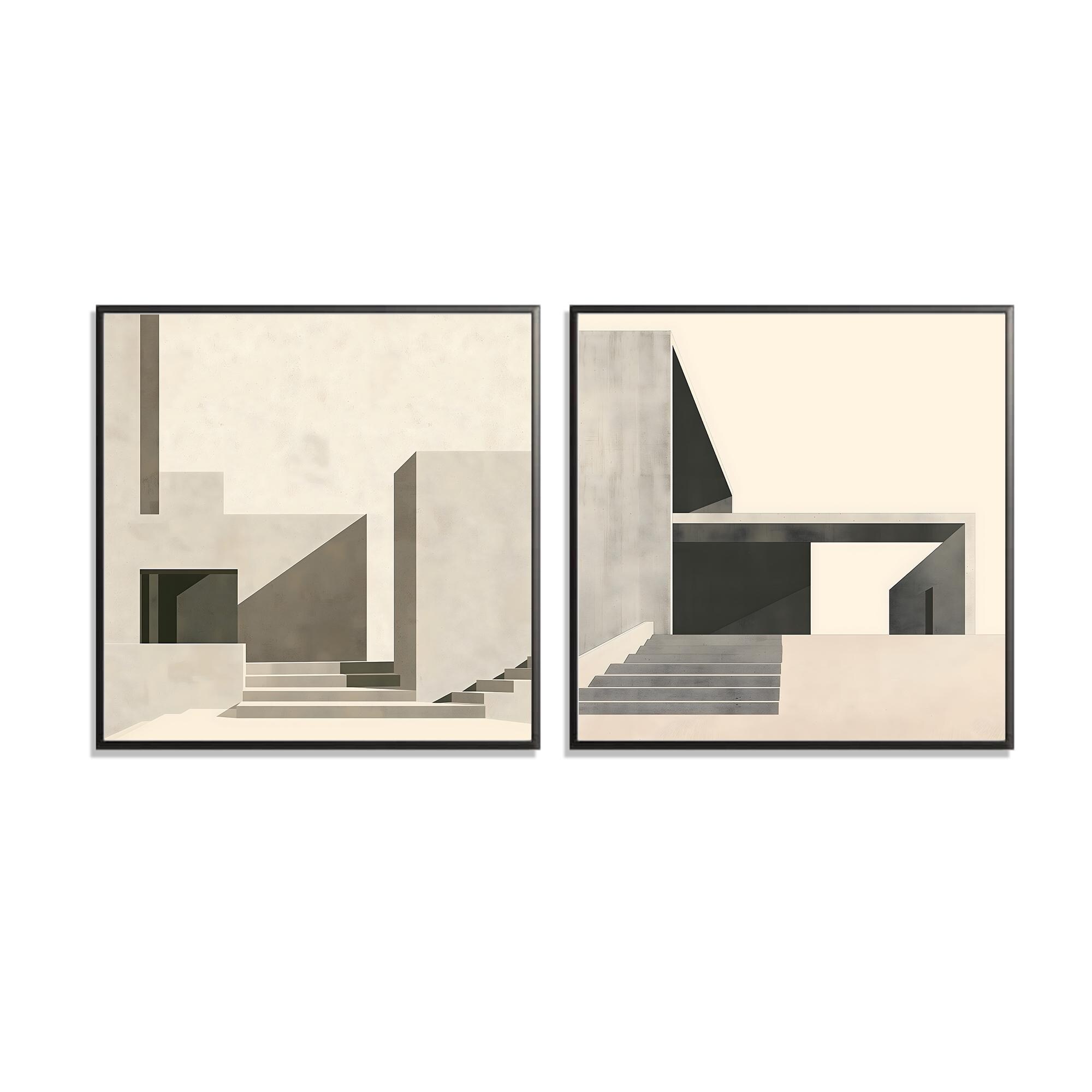 Abstract Architecture Wall Art – Modern Building Print, Set of 2 ...