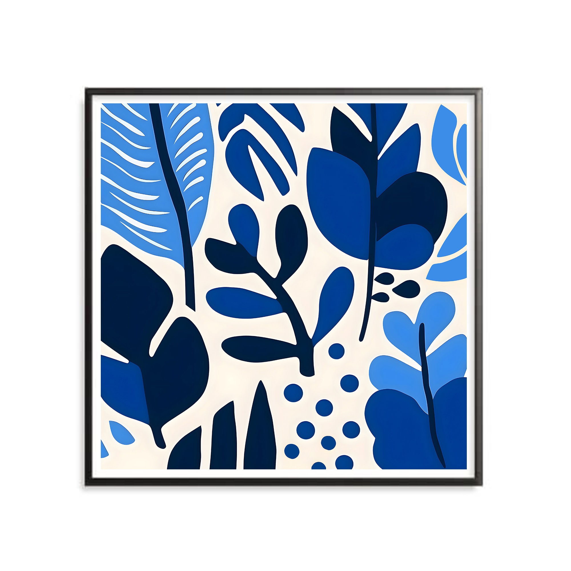 Abstract Leaf Wall Art Prints, Set of 3, Indigo Art, Contemporary ...