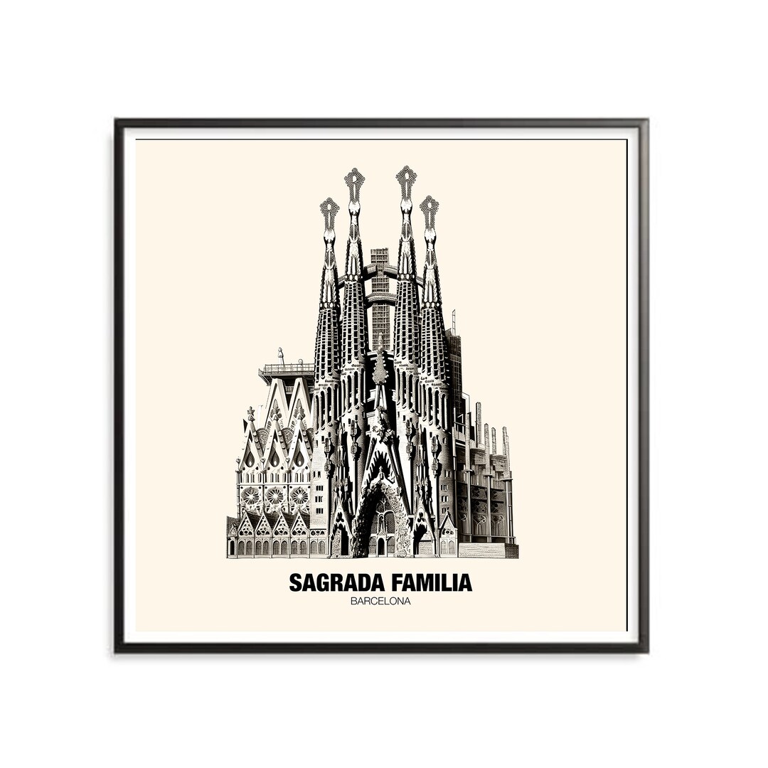 Sagrada Familia Art Print, Barcelona Landmarks, Spain City Landmarks ...