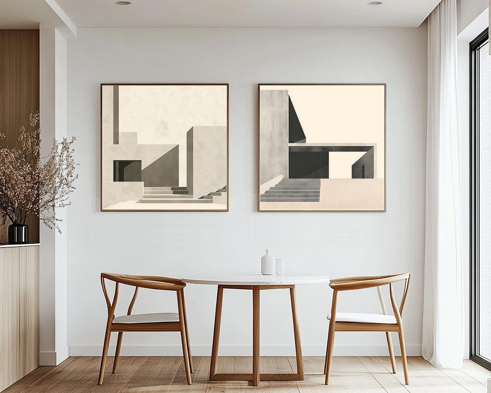 Abstract Architecture Wall Art – Modern Building Print, Set of 2 ...