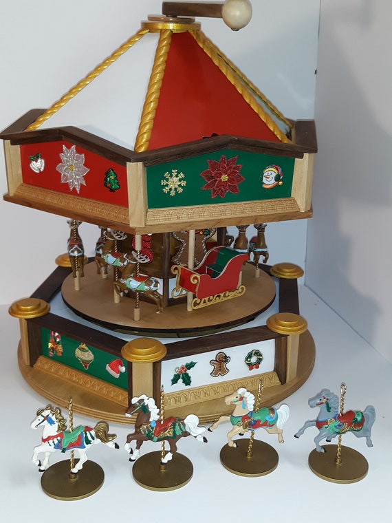 Christmas Carousel / Music Box / Hand Cranked Mechanical Toy / - Etsy