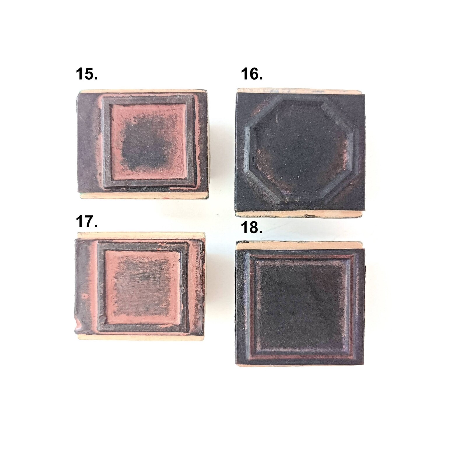 Vintage C1980s Rubber Wood Block Stamps. Geometric Shape School Stamps ...