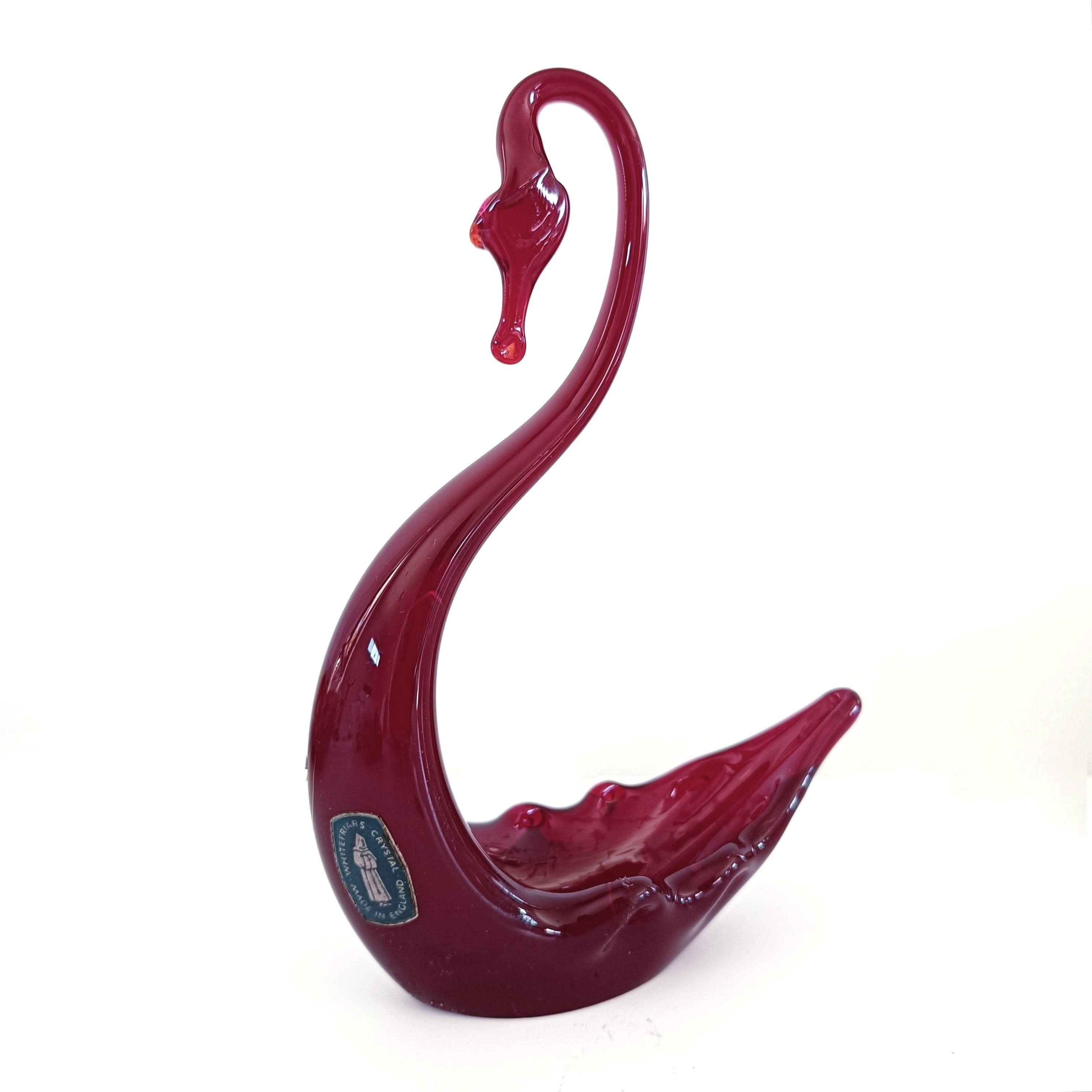 Ruby Red Art Glass Swan Vintage. With Label by Whitefriars - Etsy