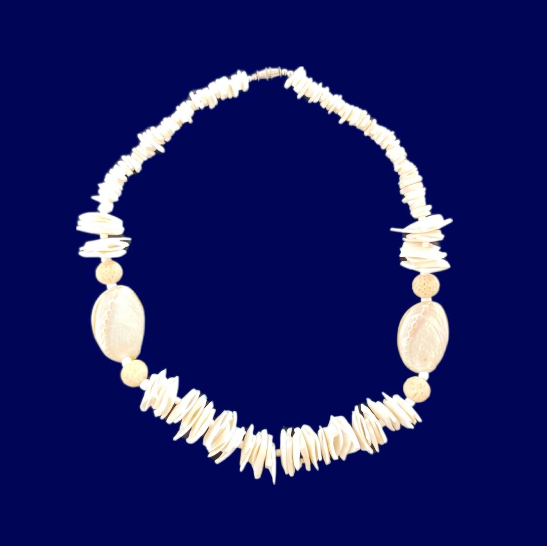 Vintage Puka Chip & Whole Abalone Shell Necklace, Beach Boho Surfer ...