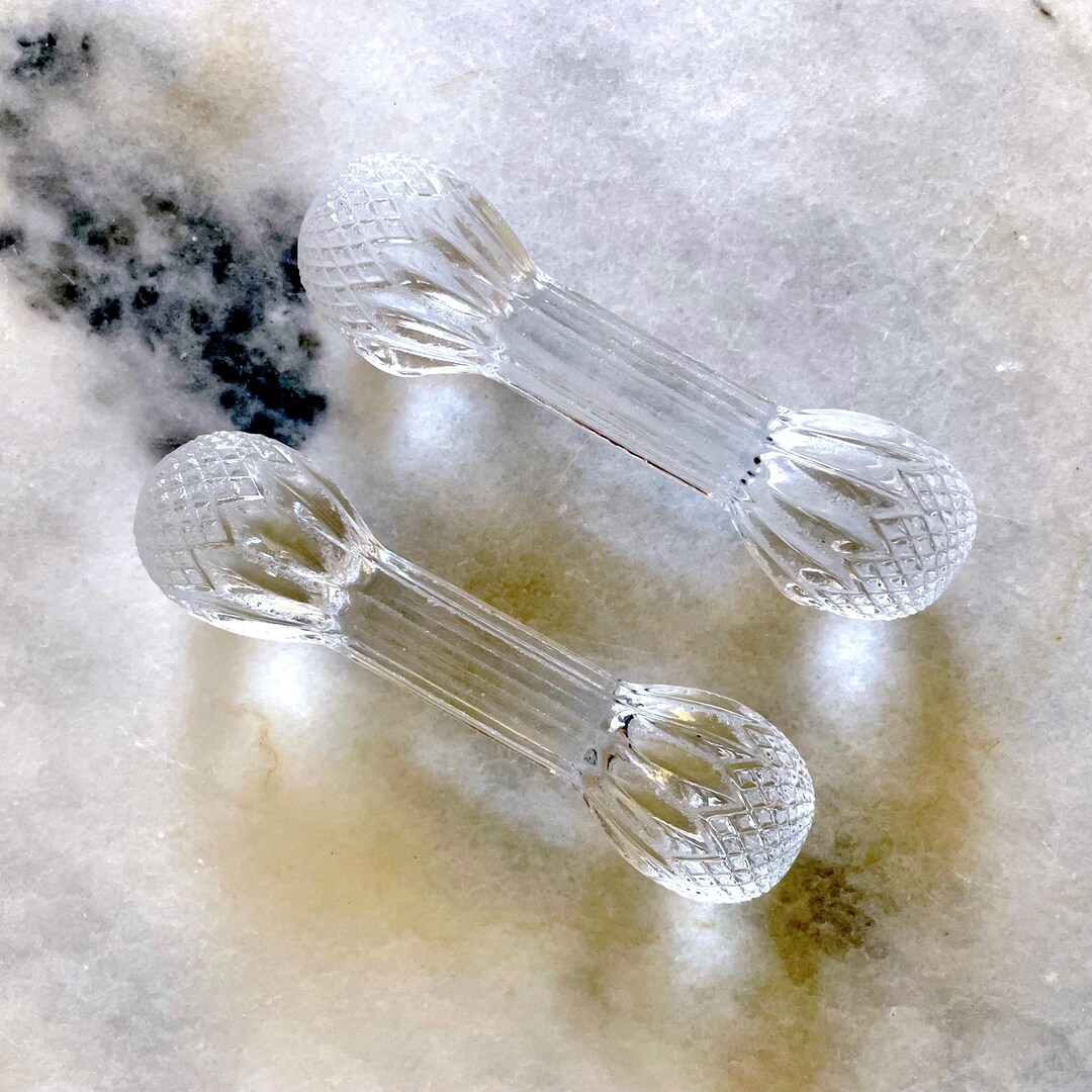 Pair Knife Rests, Moulded Clear Glass, Vintage 1930s - 1950s Possibly ...