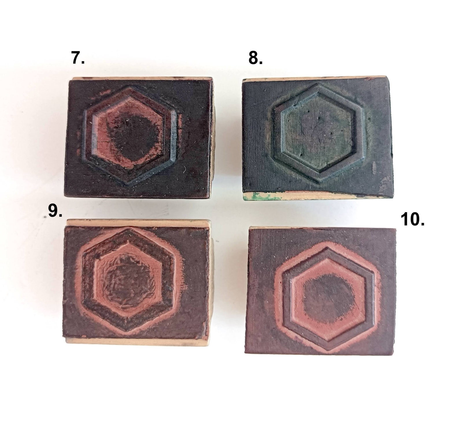 Vintage C1980s Rubber Wood Block Stamps, Geometric Shape School Stamps ...