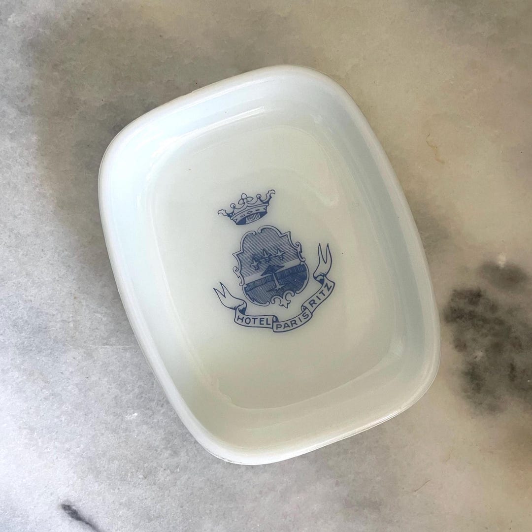 Hotel Ritz Paris France Vintage Soap Trinket Dish, White Milk Glass ...