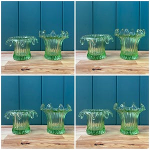 1930s Pair Sowerby Art Deco Vases, Lily & Iris Designs, Green ...