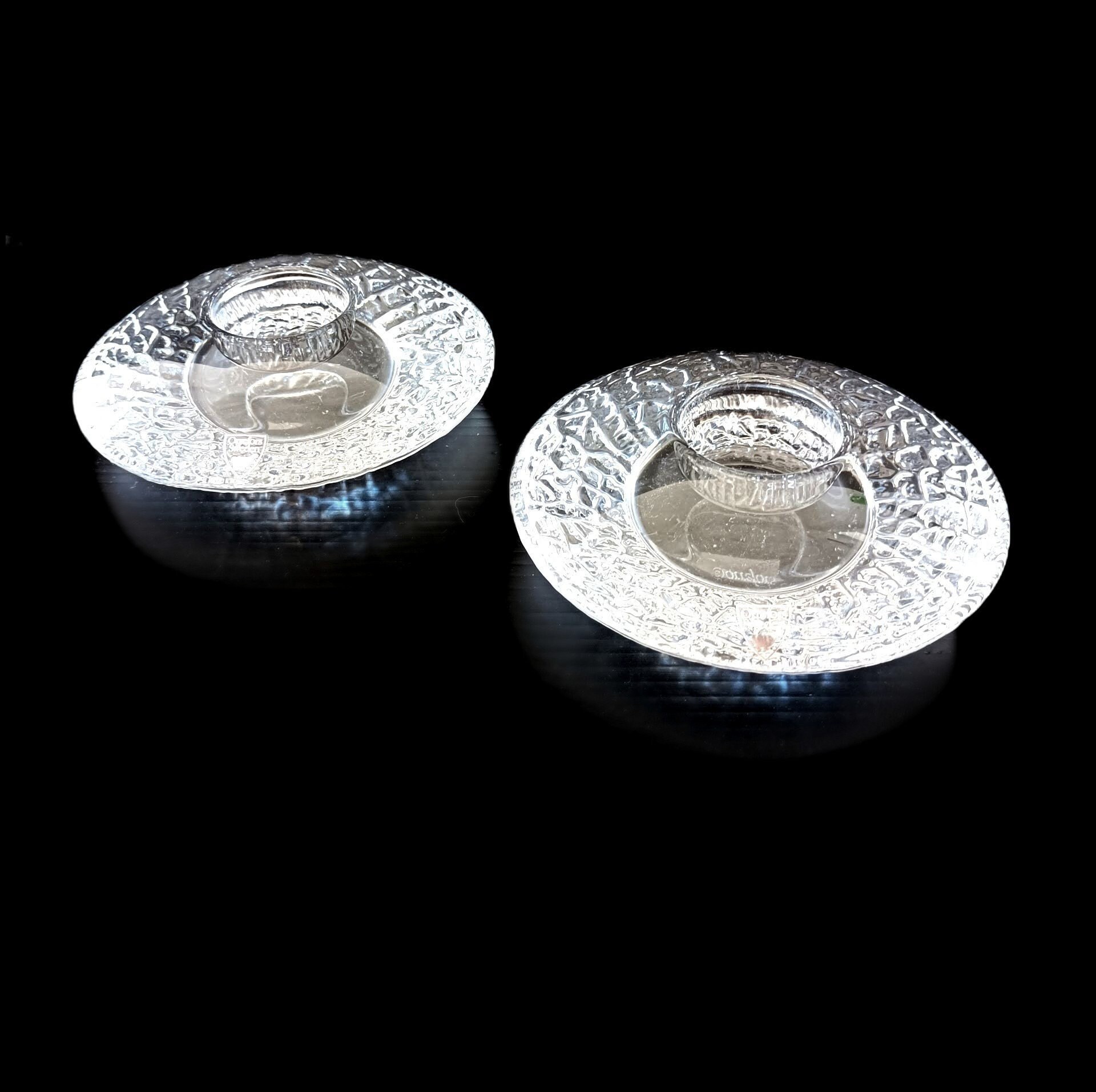 Pair Vintage Orrefors Candle Holders, Vintage Swedish Glass Tealight ...